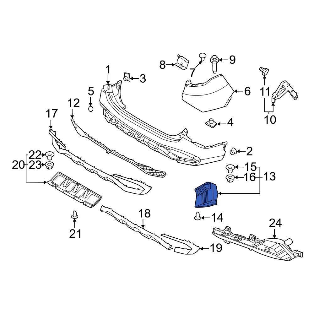 Kia OE 86677P1000 - Rear Right Bumper Splash Shield