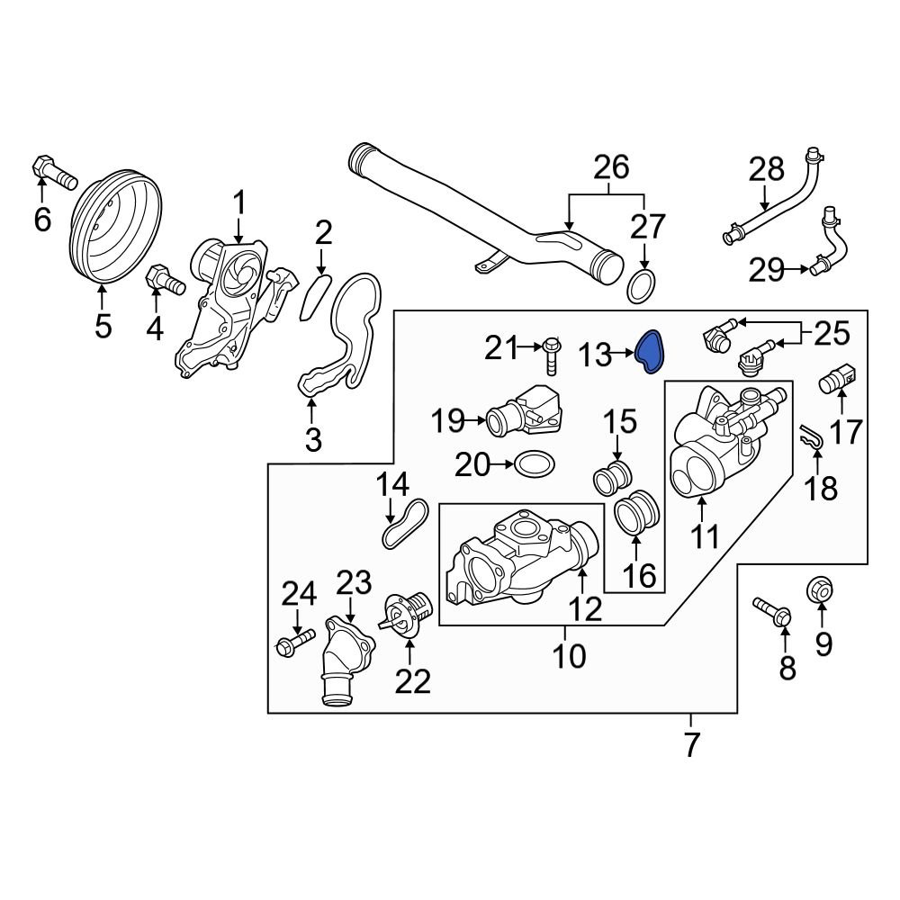 Kia OE 256523CAA0 - Right Engine Coolant Thermostat Housing Gasket