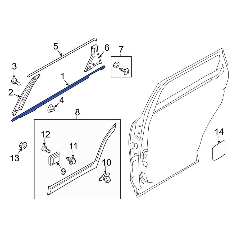 Kia OE 83220C5000 - Rear Right Door Belt Molding