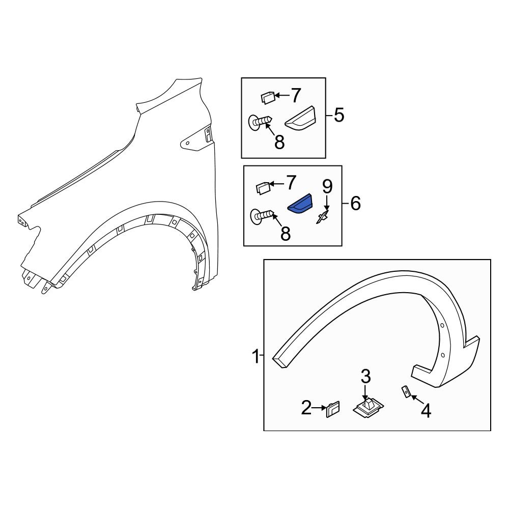 Kia OE 877F2R5200 - Front Right Fender Molding