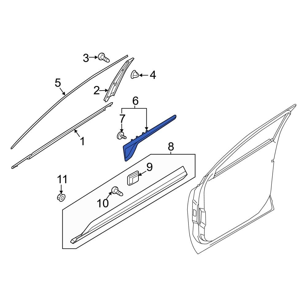 Kia OE 87732R5000 - Rear Right Door Molding