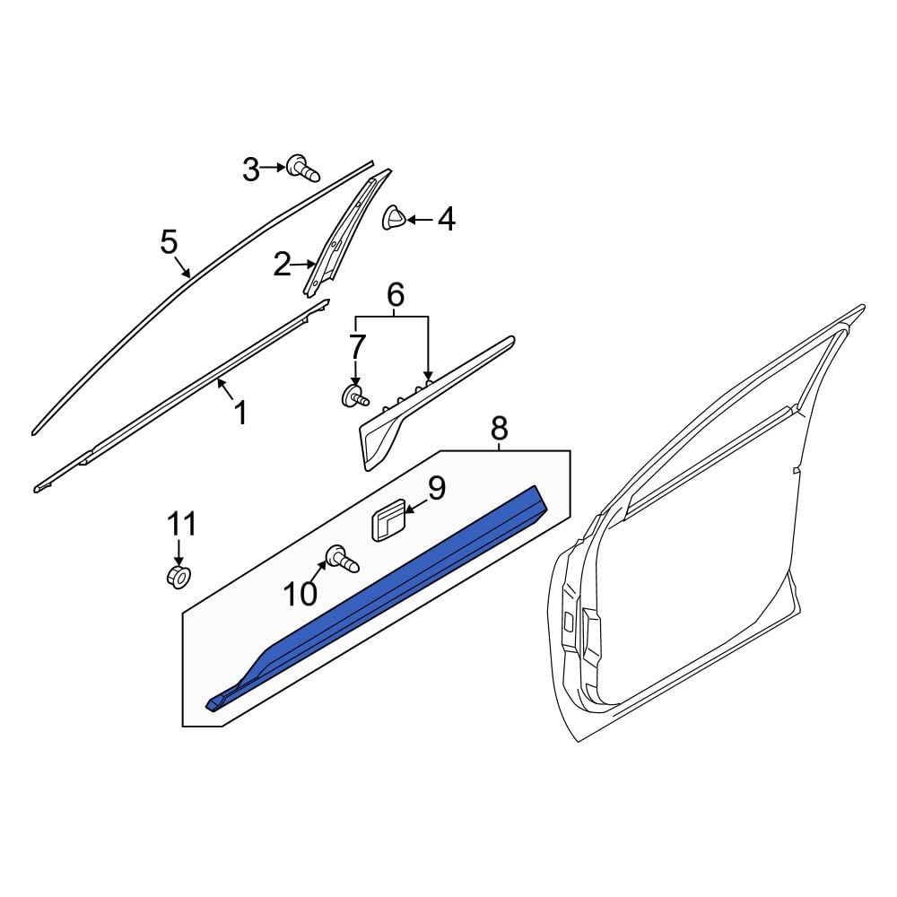 Kia OE 87721R5000 - Front Left Lower Door Molding