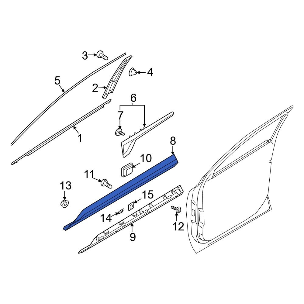 Kia OE 87723R5300 - Front Left Lower Door Molding