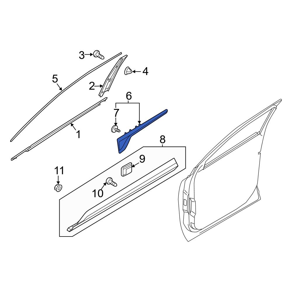 Kia OE 877G1P2000 - Front Left Upper Door Molding
