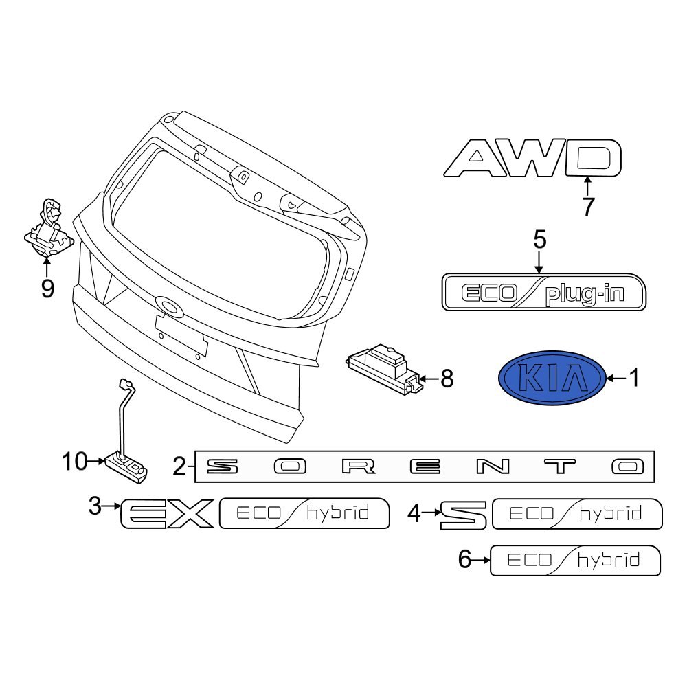 Kia OE 86300R5000 - Rear Hatch Emblem