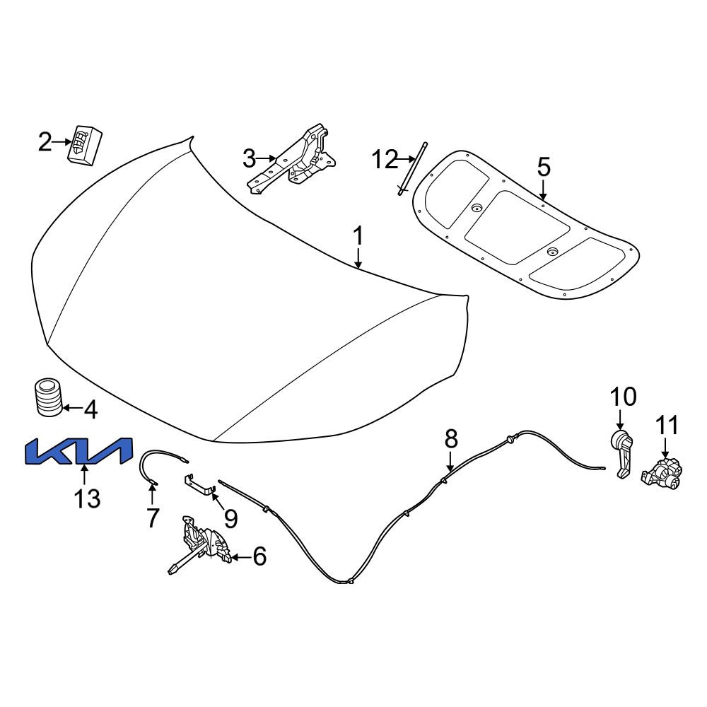 Kia OE 86320CV000 - Front Hood Emblem