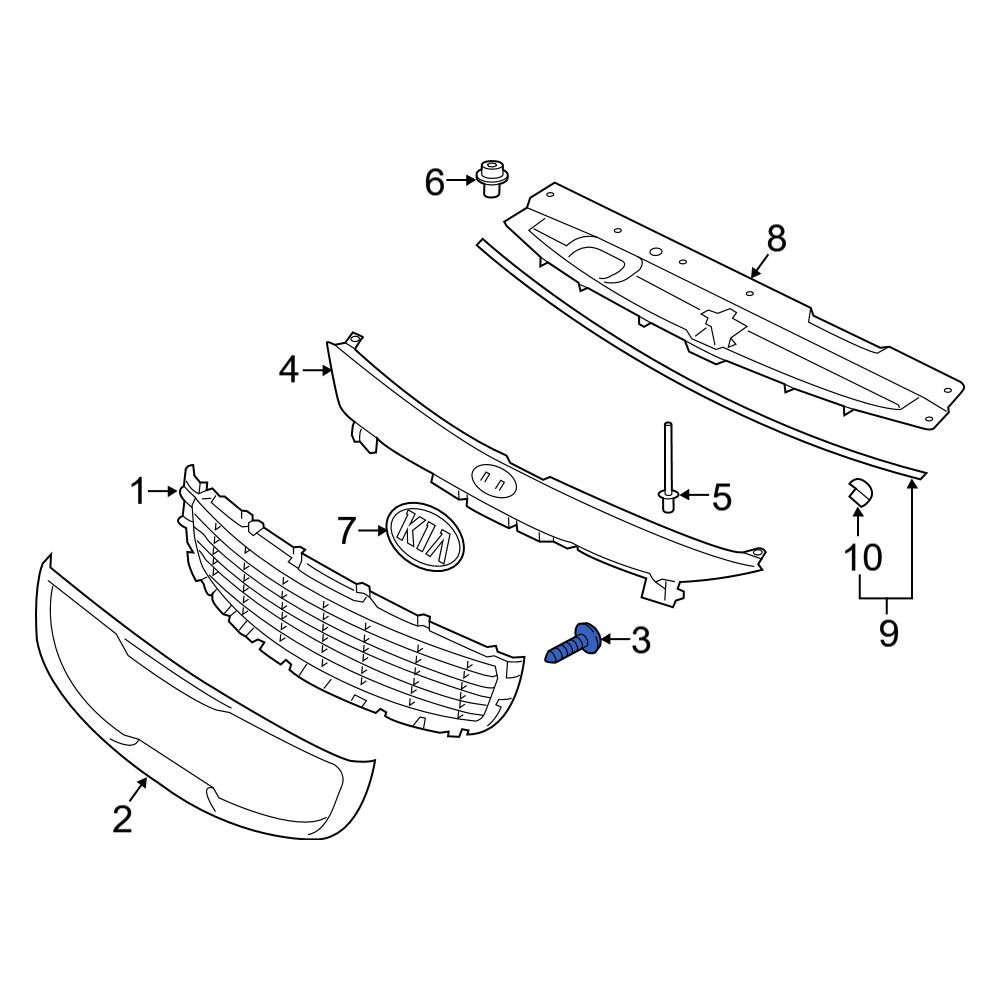 Kia OE 1249304167B - Grille Molding Screw