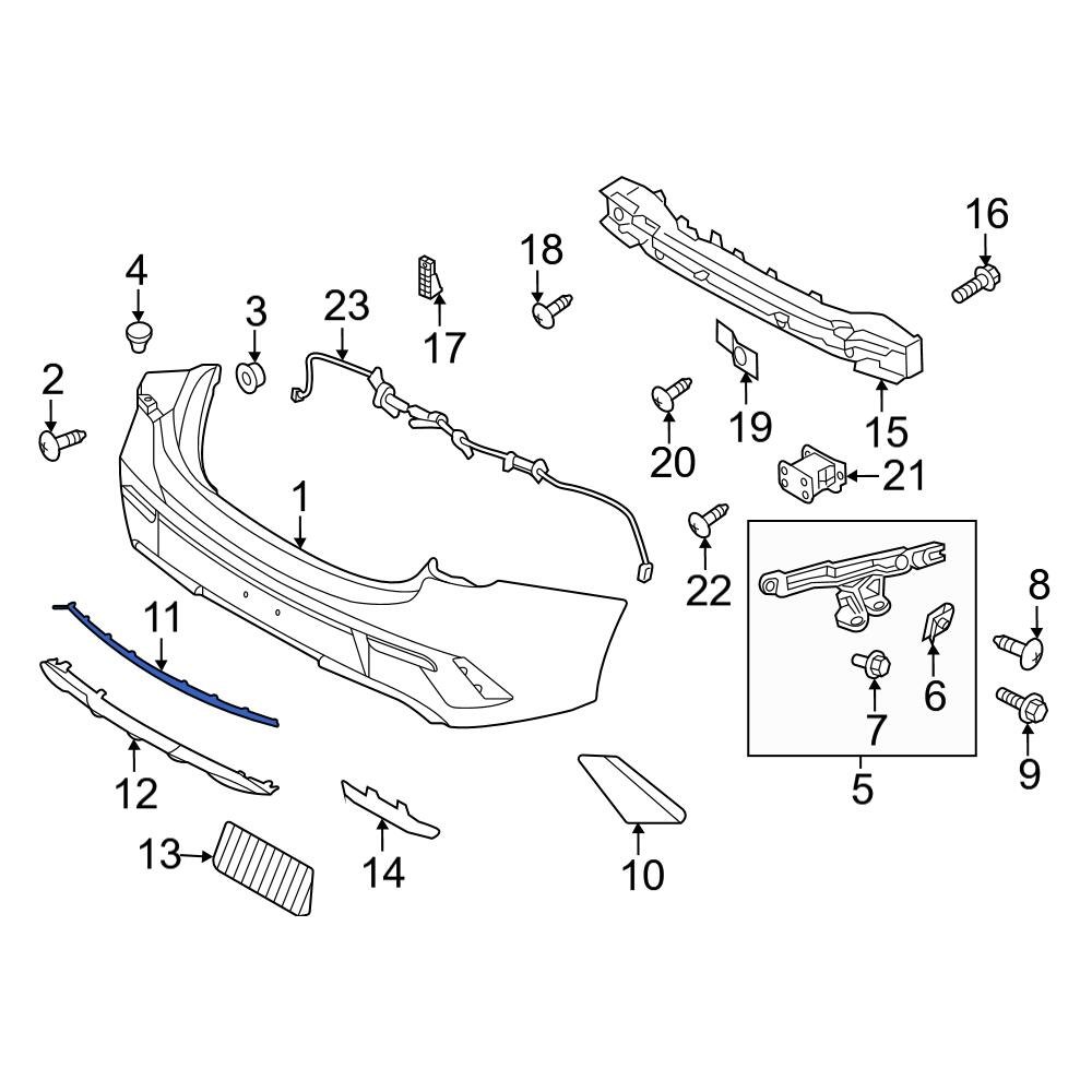 Kia OE 86693H9AA0 - Rear Center Bumper Trim