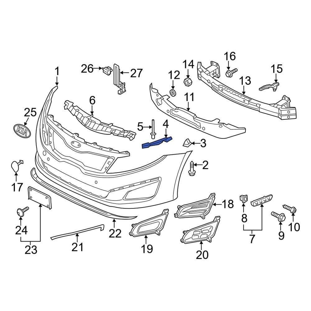 Kia OE 865842T500 - Front Right Bumper Cover Reinforcement