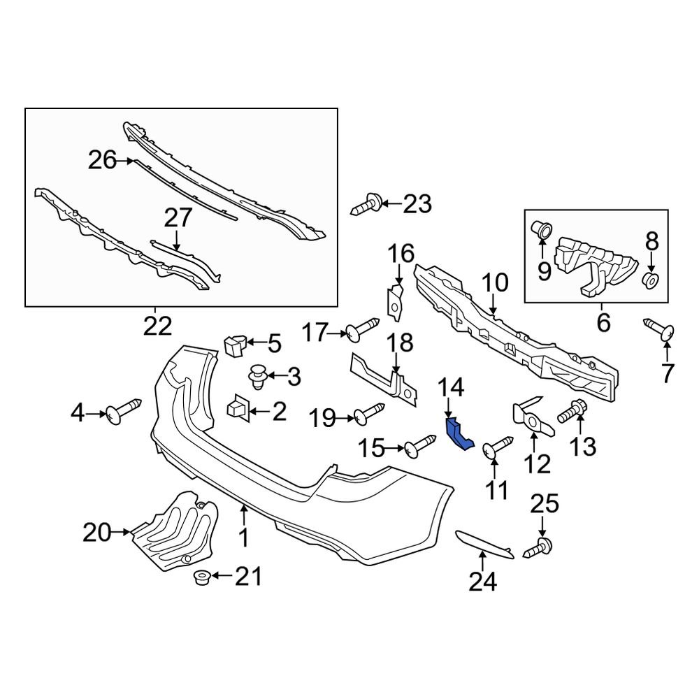 Kia OE 86635D5000 - Rear Lower Bumper Cover Bracket