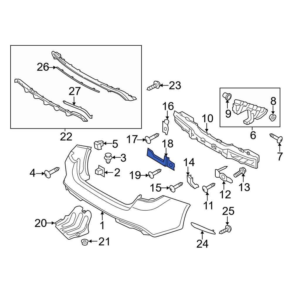 Kia OE 86637D5000 - Rear Center Bumper Cover Bracket