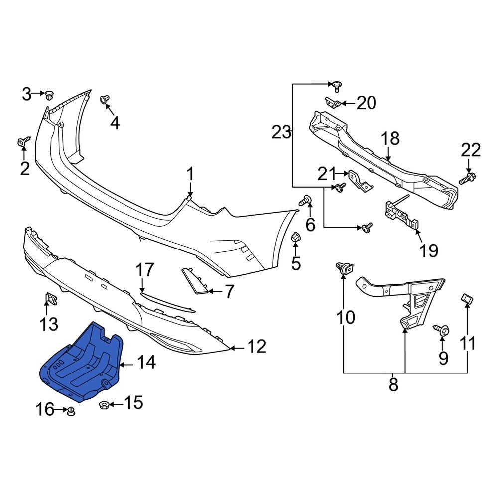 Kia OE 86676L3000 - Rear Bumper Splash Shield