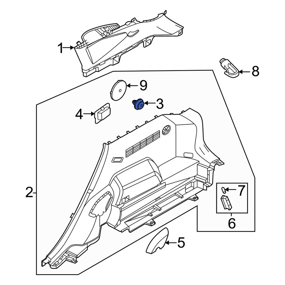 Kia OE 823152W000 - Liftgate Trim Scuff Plate Clip