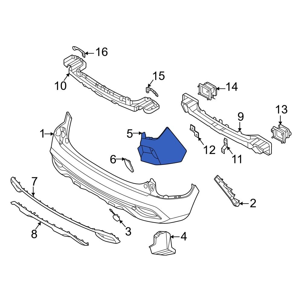 Kia OE 86692Q5000 - Rear Right Bumper Corner Cover