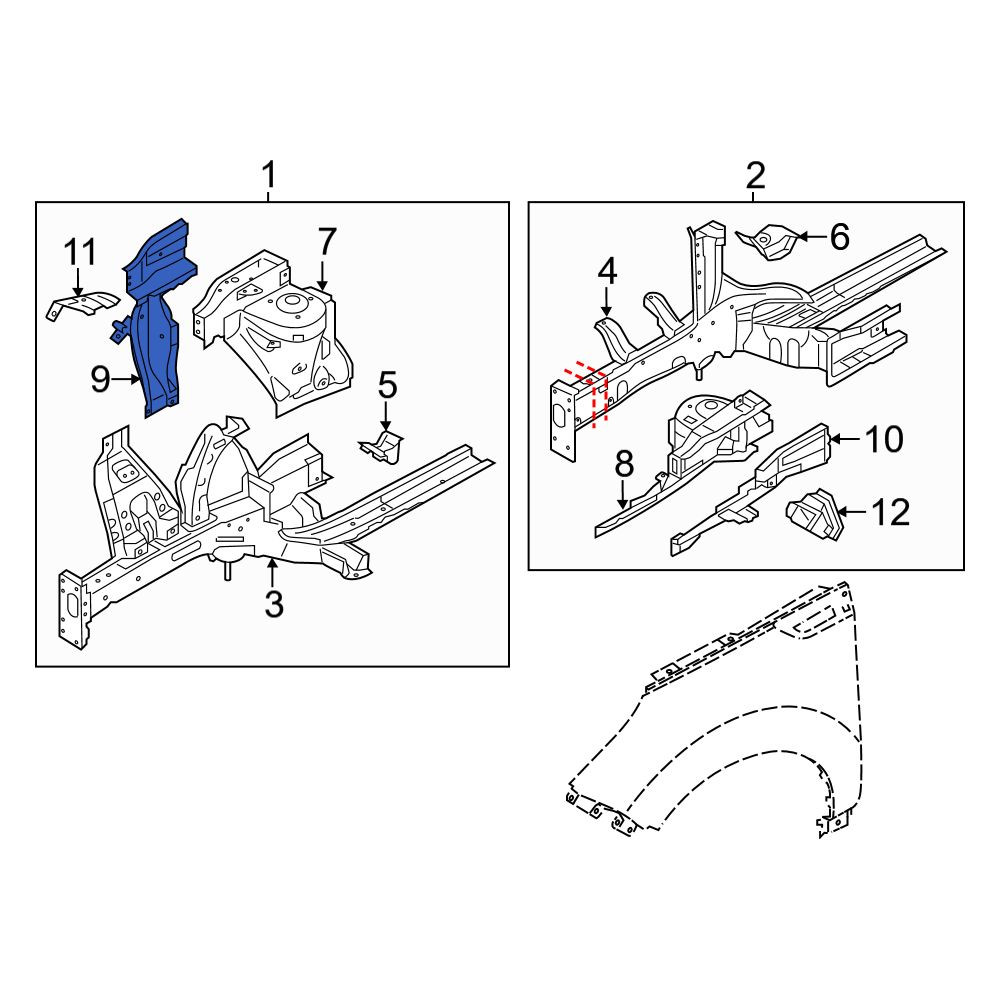 Kia OE 64540B2000 - Front Right Fender Apron Reinforcement