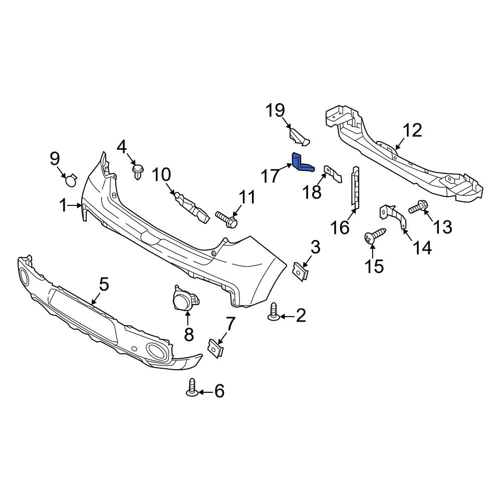 Kia OE 86635B2510 - Rear Lower Bumper Impact Bar Bracket