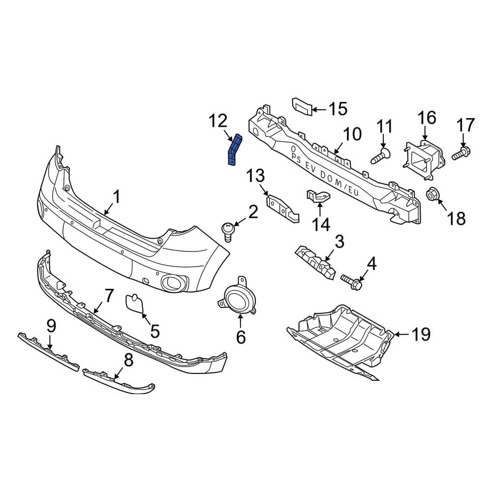 Kia OE 86633B2000 - Rear Upper Bumper Impact Bar Bracket