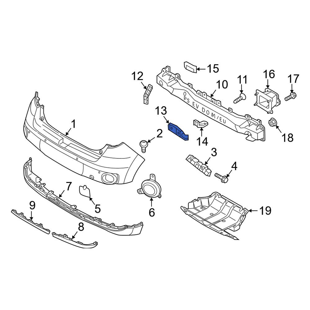 Kia OE 86635B2510 - Rear Lower Bumper Impact Bar Bracket