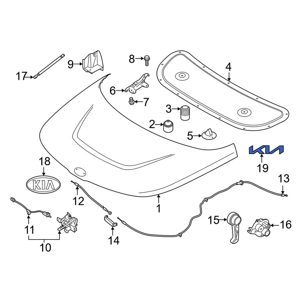 Kia OE 86300K0500 - Front Hood Emblem