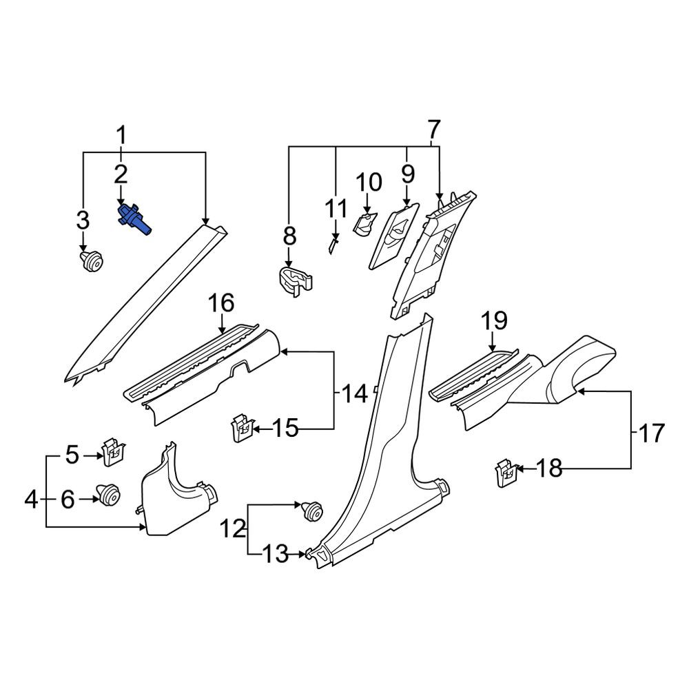 Kia OE 861792V010 - Outer Body A-Pillar Trim Panel Clip