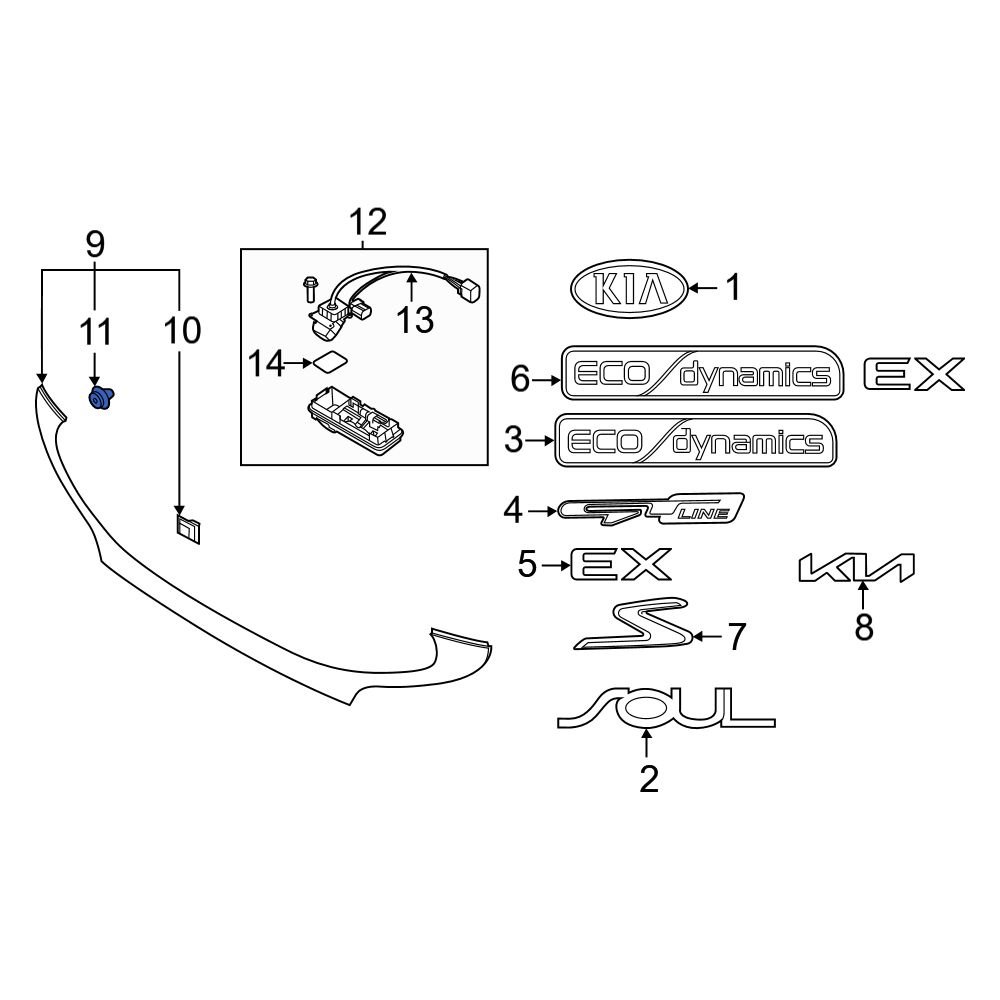 Kia OE 87382K0000 - Liftgate Finish Panel Clip