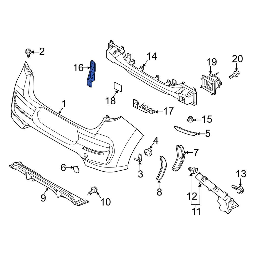 Kia OE 86633K0000 - Rear Upper Bumper Impact Bar Bracket