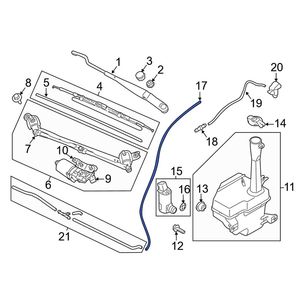 Kia OE 9J70031047 - Front Lower Windshield Washer Hose