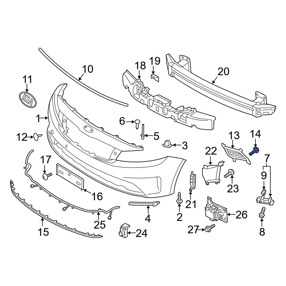 Kia OE 1249305167E - Bumper Impact Bar Screw