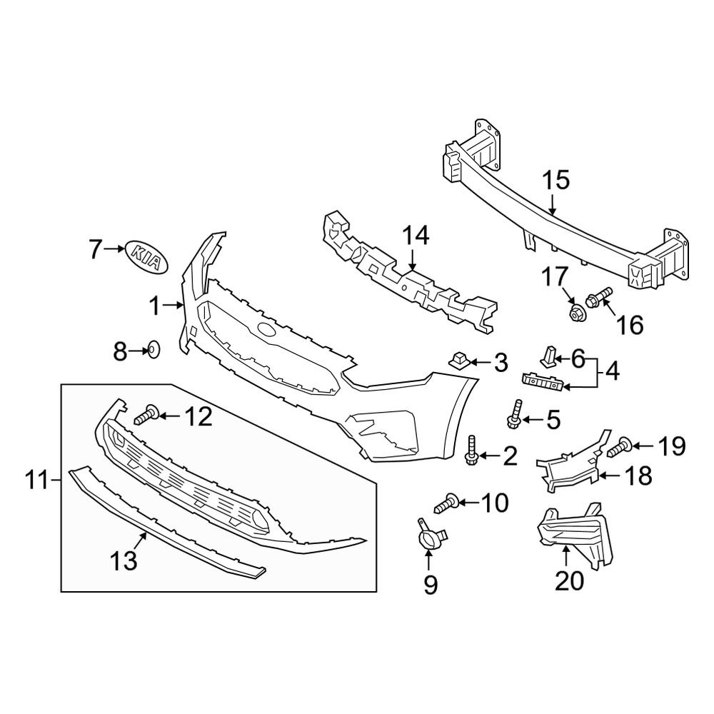 Kia OE 86350M6000 - Front Upper Grille