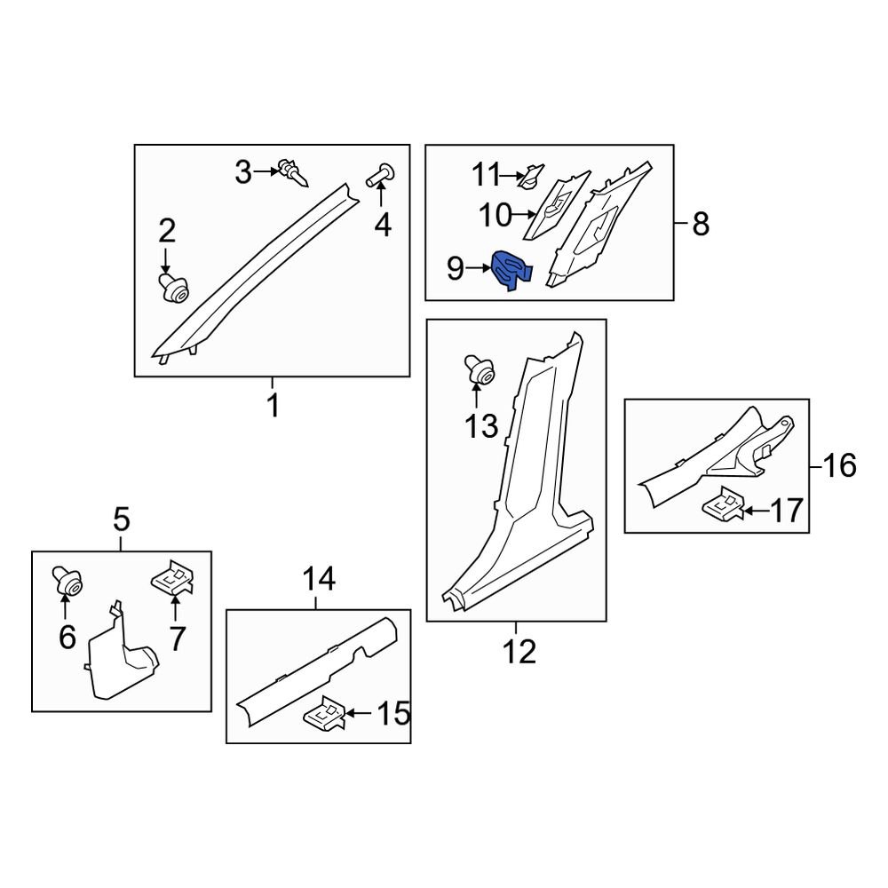 Kia OE 858583S100 - Upper Body B-Pillar Trim Panel Clip
