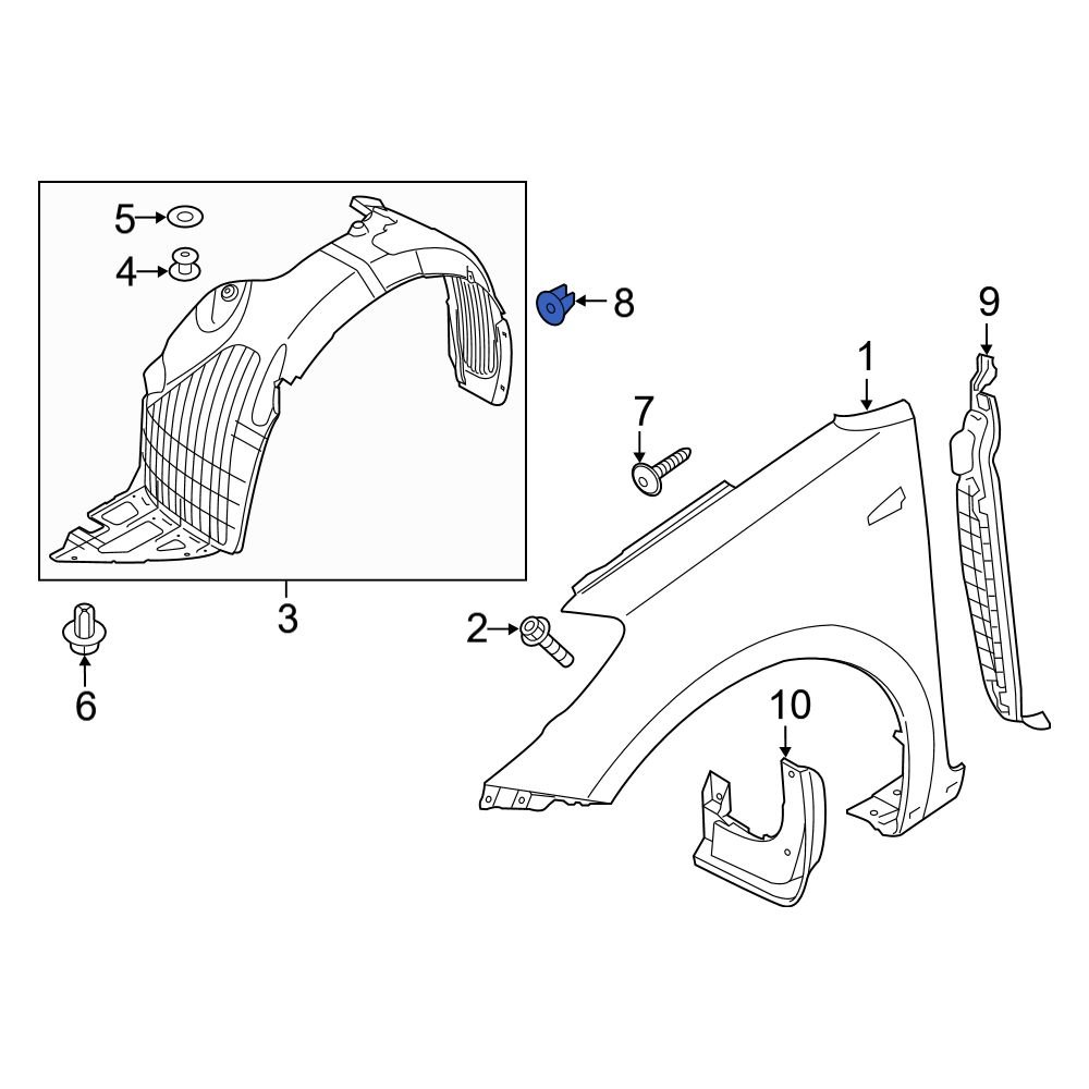 Kia OE 8684822000 - Mud Flap Nut