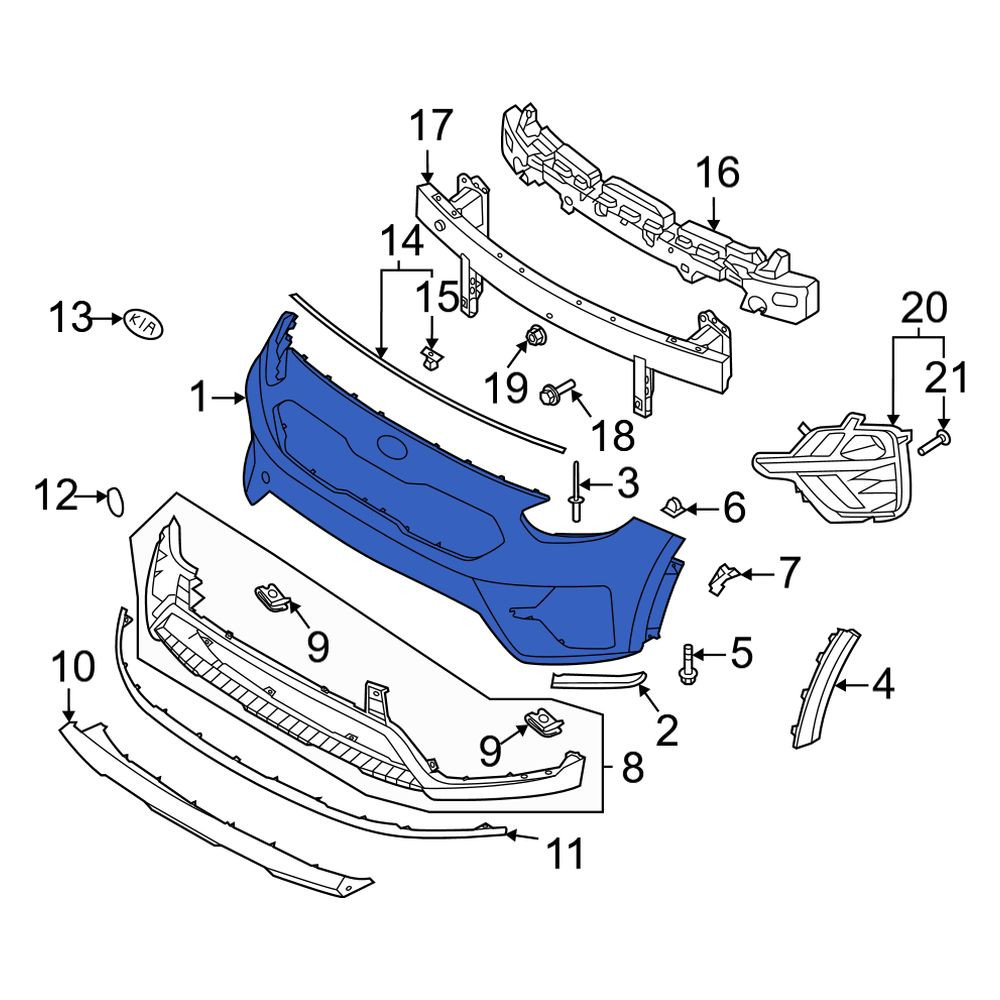 Kia OE 86511G5700 - Front Bumper Cover