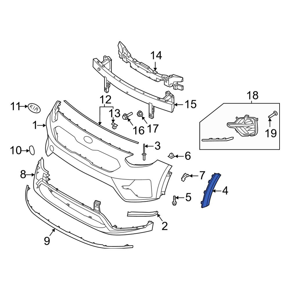 Kia OE 86557Q4000 - Front Left Outer Bumper Trim