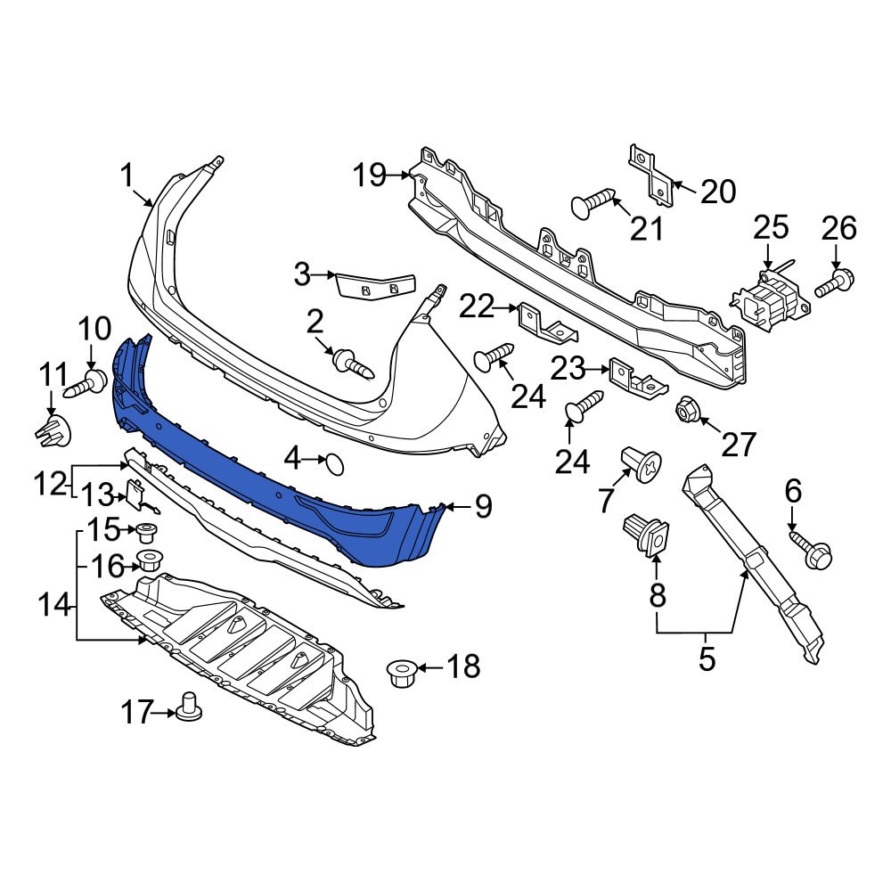 Kia OE 86650AO030 - Rear Lower Bumper Cover