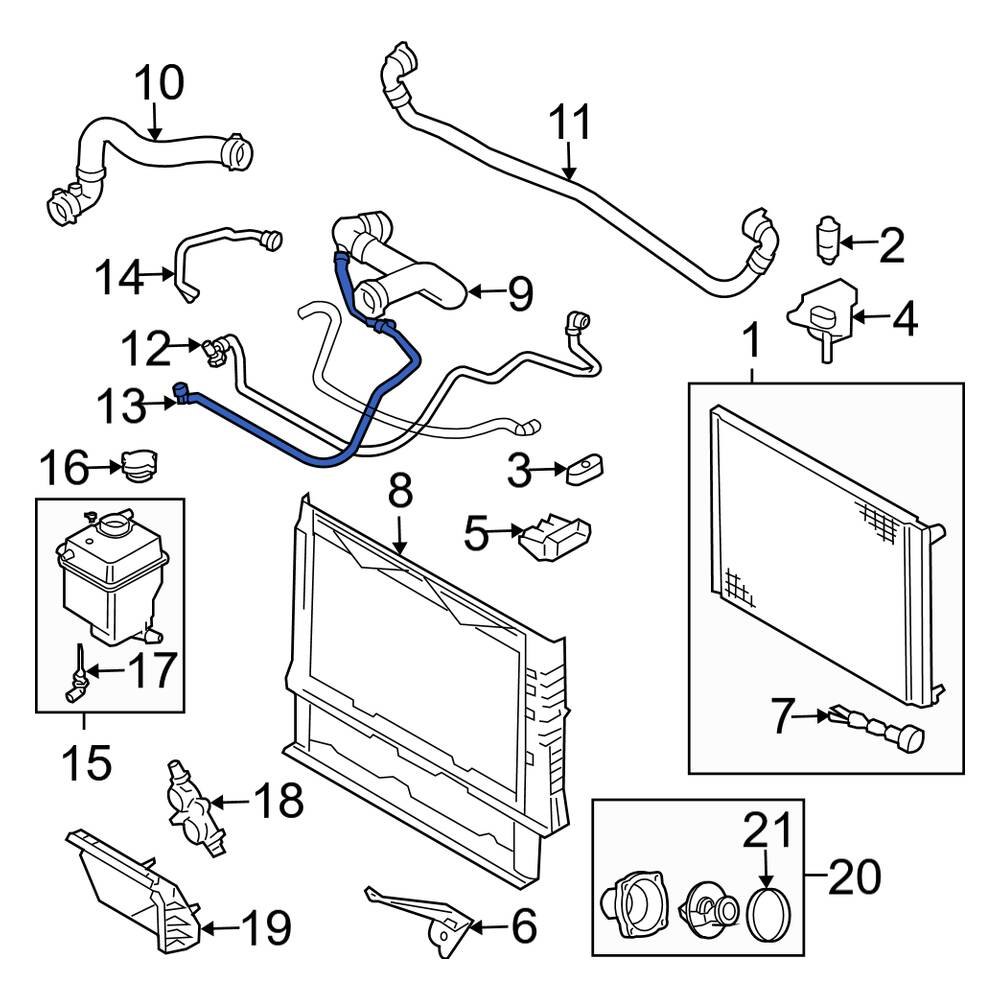 Land Rover OE PCH001130 - Engine Coolant Overflow Hose