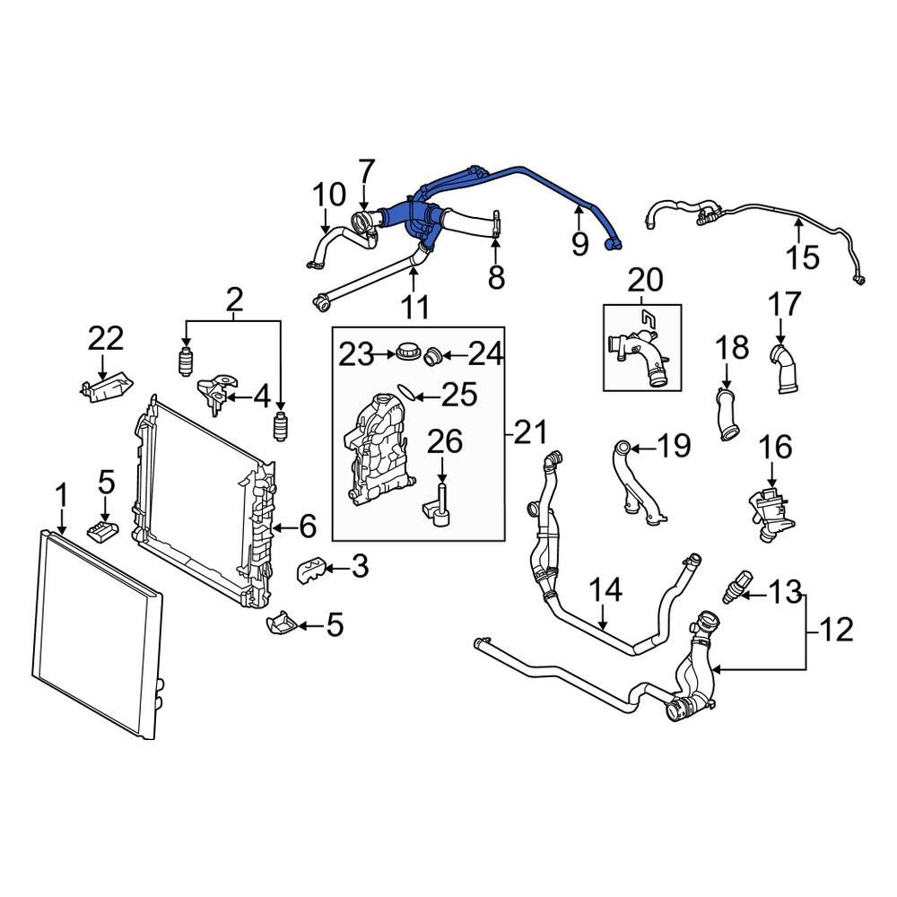 Land Rover OE LR017363 - Upper Radiator Coolant Hose