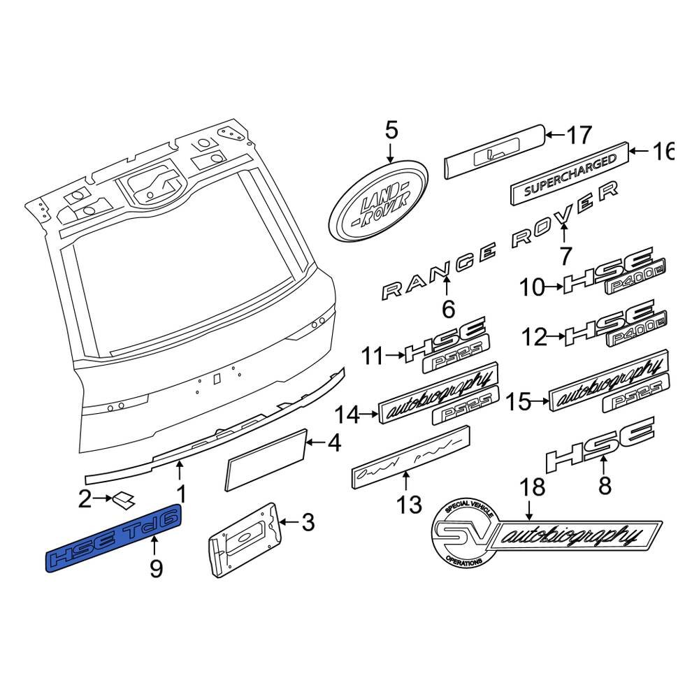 Land Rover OE LR109387 - Rear Hatch Emblem