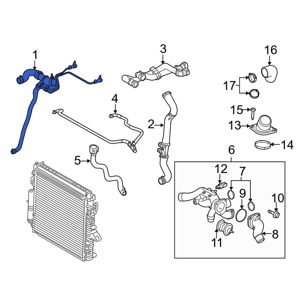 Land Rover OE PCH501215 - Upper Radiator Coolant Hose
