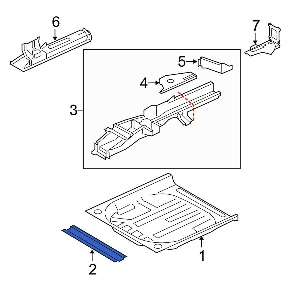 Land Rover OE LR049330 - Rear Center Floor Pan Reinforcement