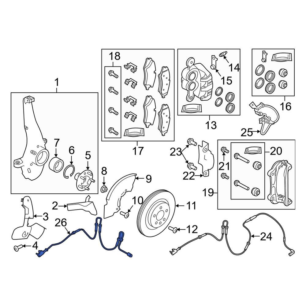 Land Rover OE LR081610 - Front ABS Wheel Speed Sensor