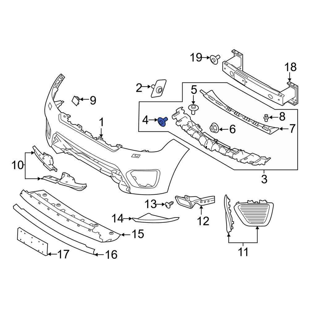 Land Rover OE LR033401 - Center Bumper Cover Support Rail Screw