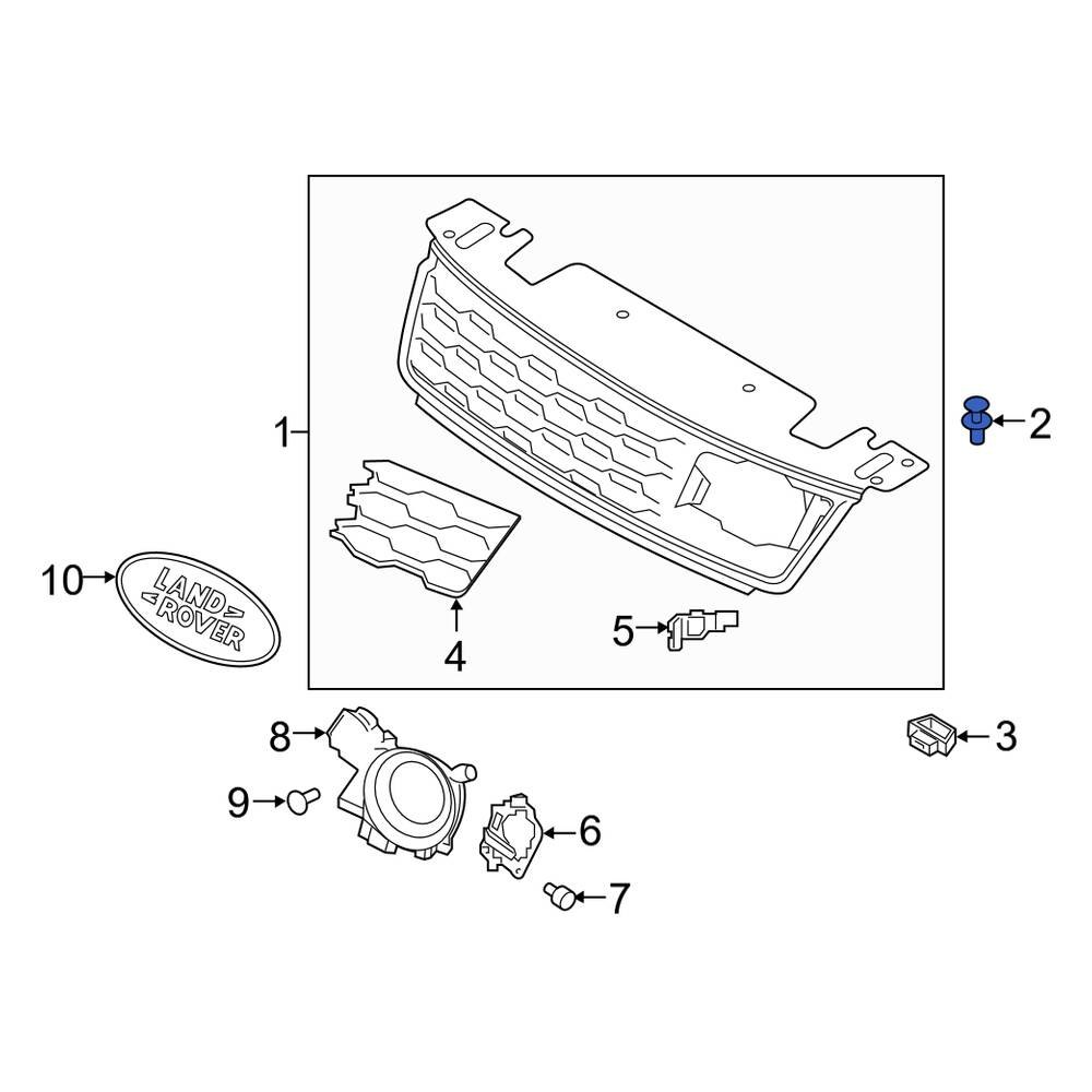 Land Rover OE RYQ500140 - Grille Rivet