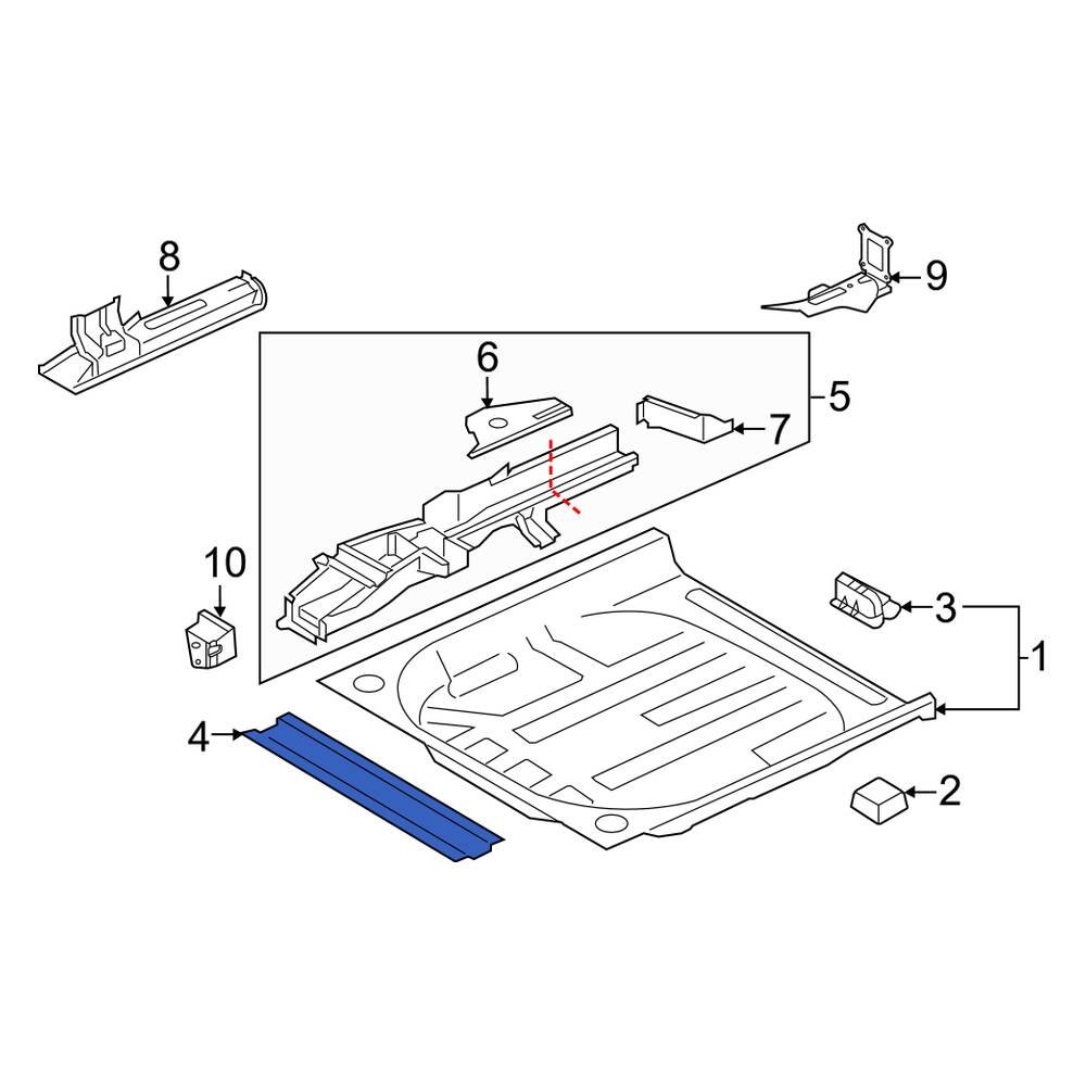 Land Rover OE LR049330 - Rear Center Floor Pan Reinforcement