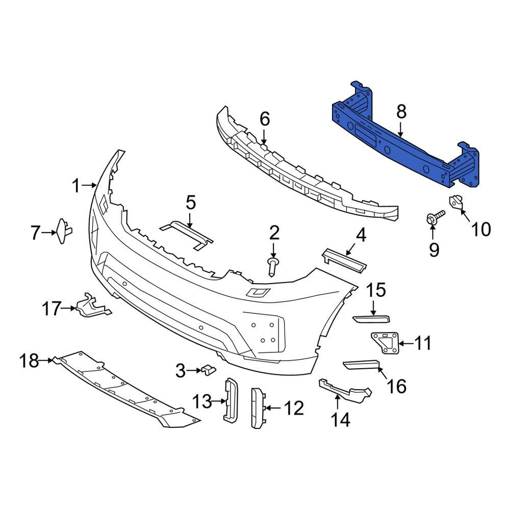 Land Rover OE LR080004 - Front Bumper Impact Bar