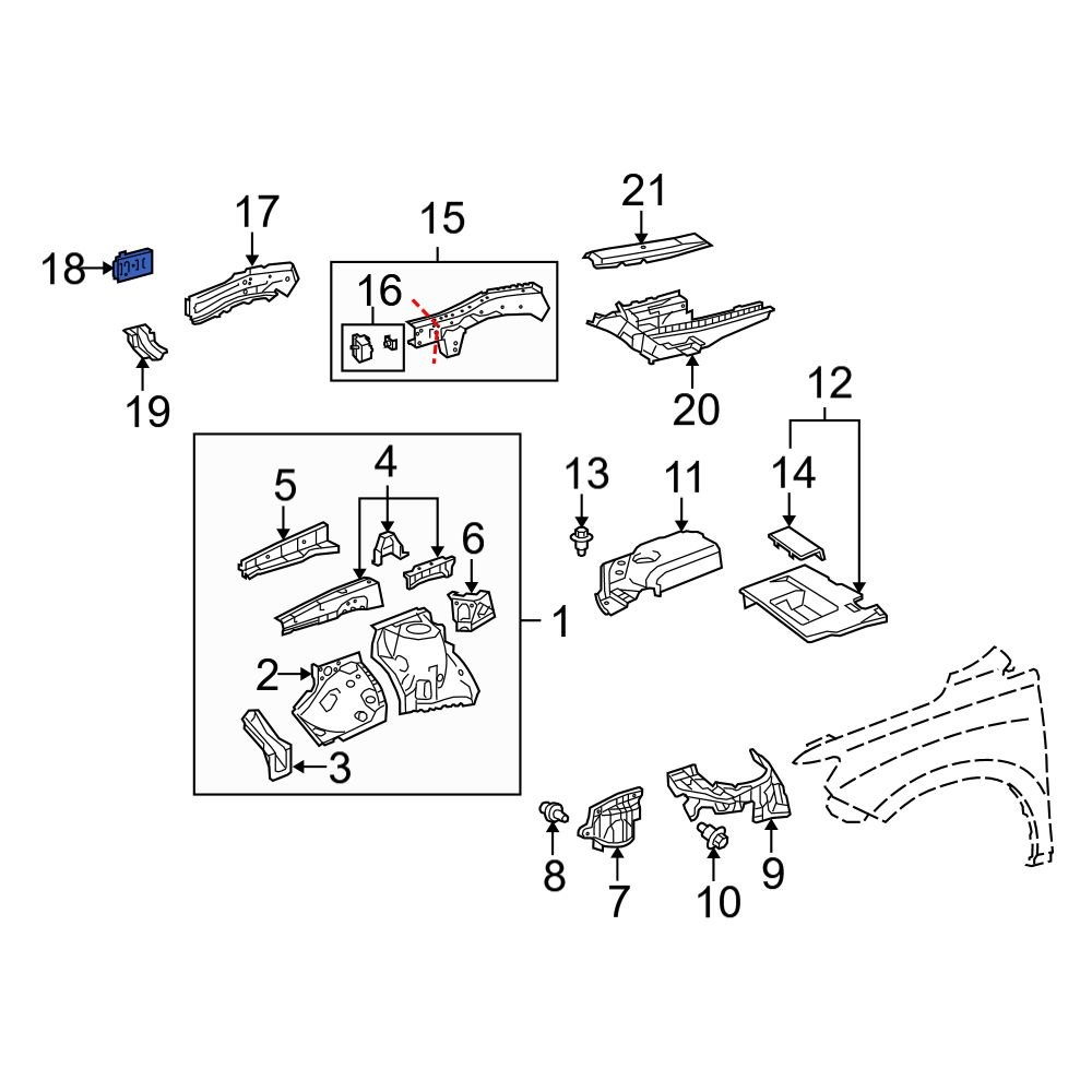 Lexus OE 571130E010 - Front Right Frame Rail End