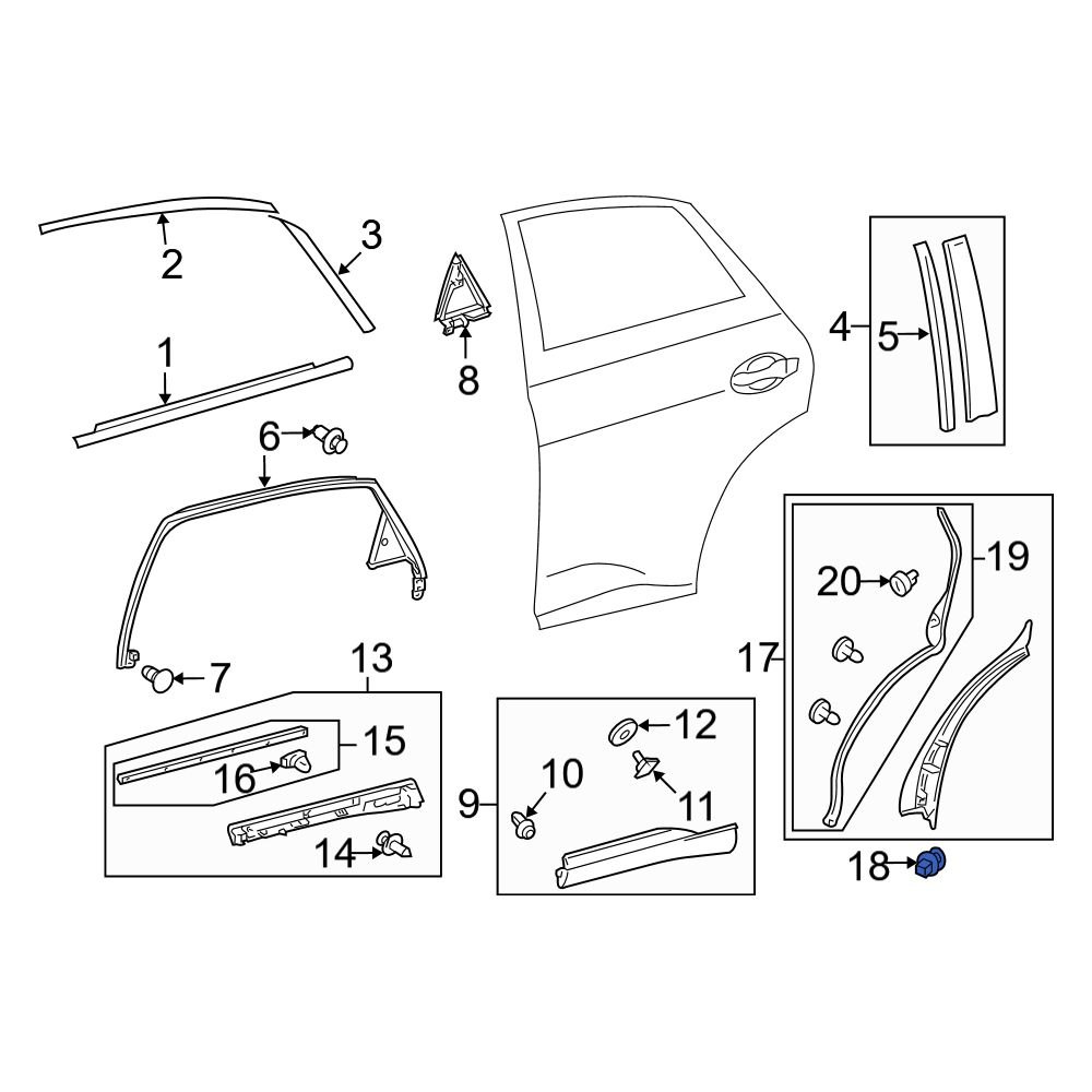 Lexus OE 6786712150 - Door Seal Clip