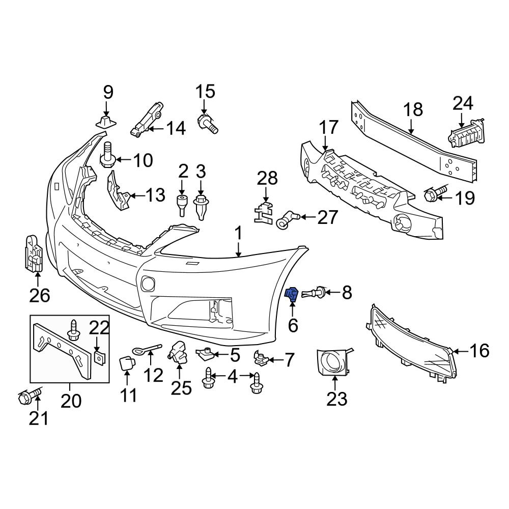 Lexus OE 5387950020 - Front Upper Bumper Cover Retainer
