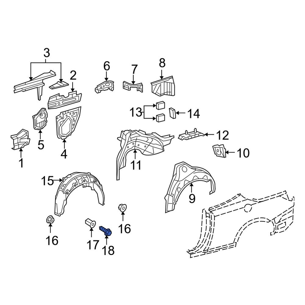 Lexus OE 9008015091 - Rear Radiator Support Splash Shield Bolt