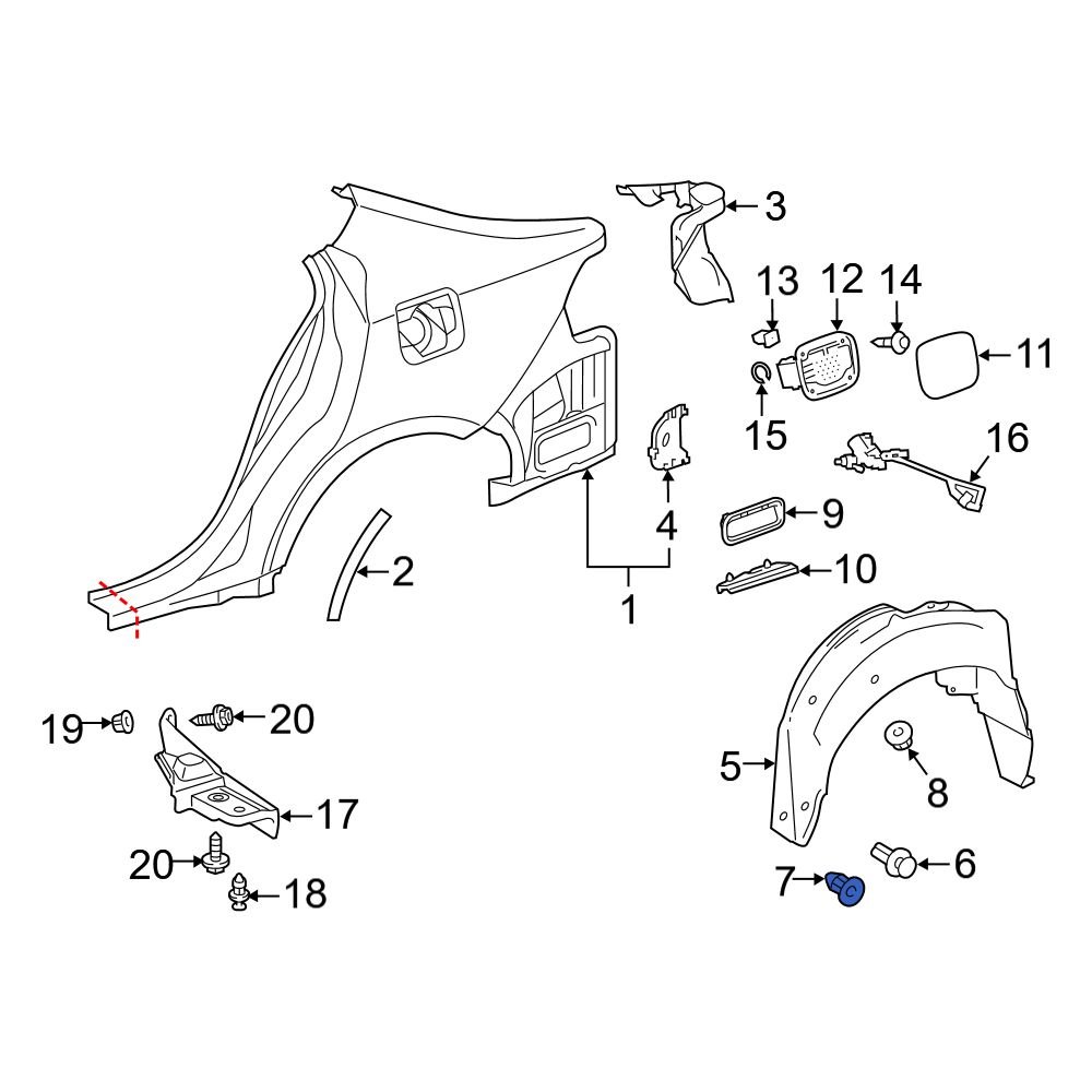 Lexus OE 9018906157 - Quarter Panel Splash Shield Grommet