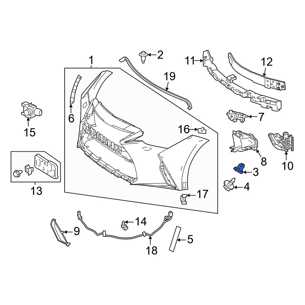 Lexus OE 5219730040 - Bumper Cover Support Rail Bracket